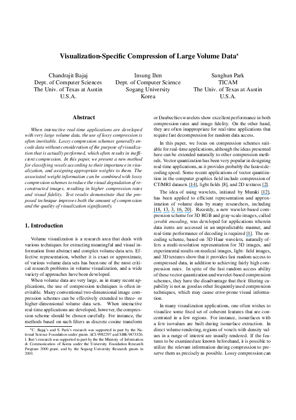(PDF) Visualization-specific compression of large volume data