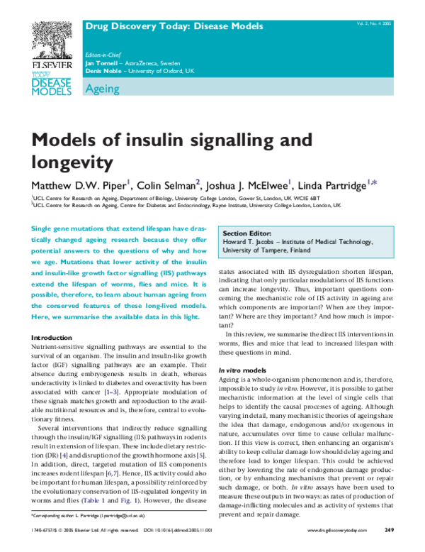 (PDF) Models of insulin signalling and longevity
