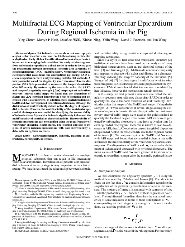 (PDF) Multifractal ECG Mapping of Ventricular Epicardium During ...
