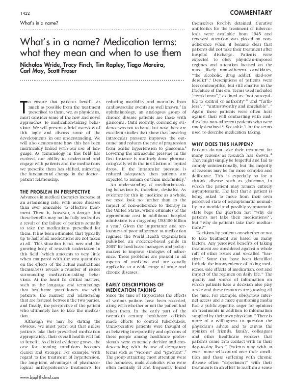 (PDF) What's in a name? Medication terms: what they mean and when to ...