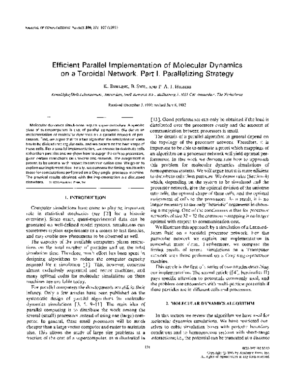 (PDF) Efficient Parallel Implementation of Molecular Dynamics on a Toroidal Network. Part I ...