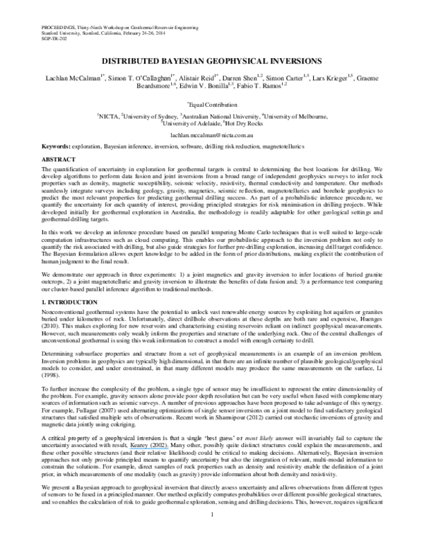 (PDF) Distributed Bayesian Geophysical Inversions (PDF) Distributed Bayesian Geophysical Inversions