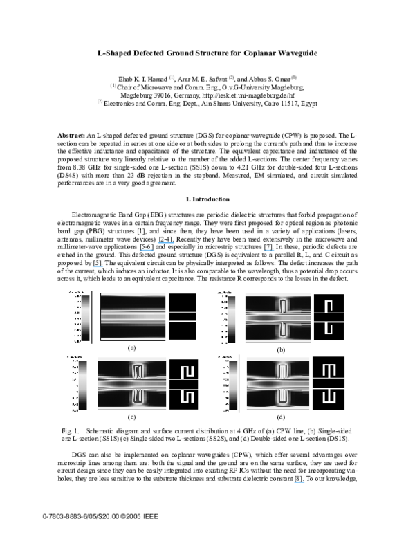 Pdf L Shaped Defected Ground Structure For Coplanar Waveguide