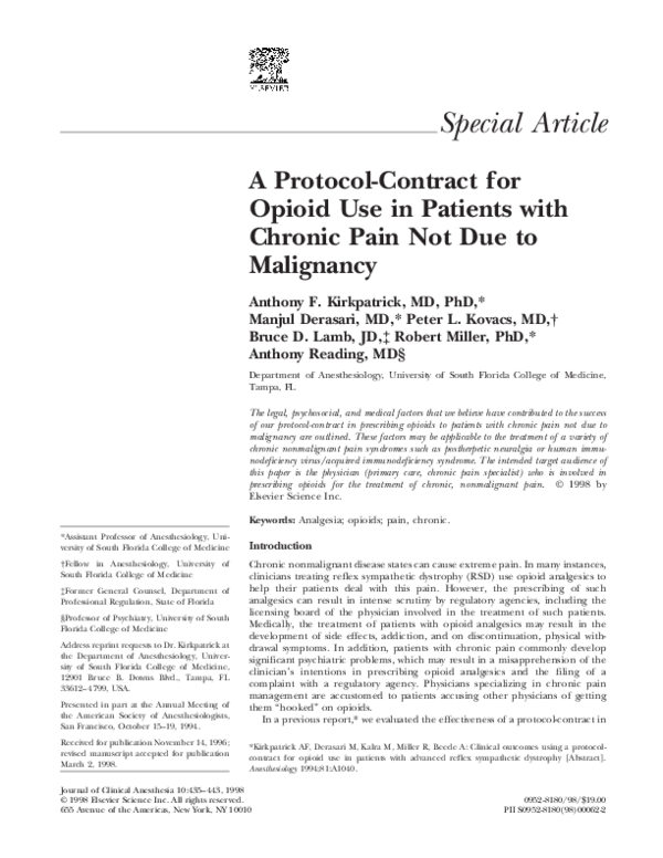 (PDF) A protocol-contract for opioid use in patients with chronic pain ...
