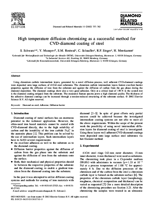 (PDF) High temperature diffusion chromizing as a successful method for ...