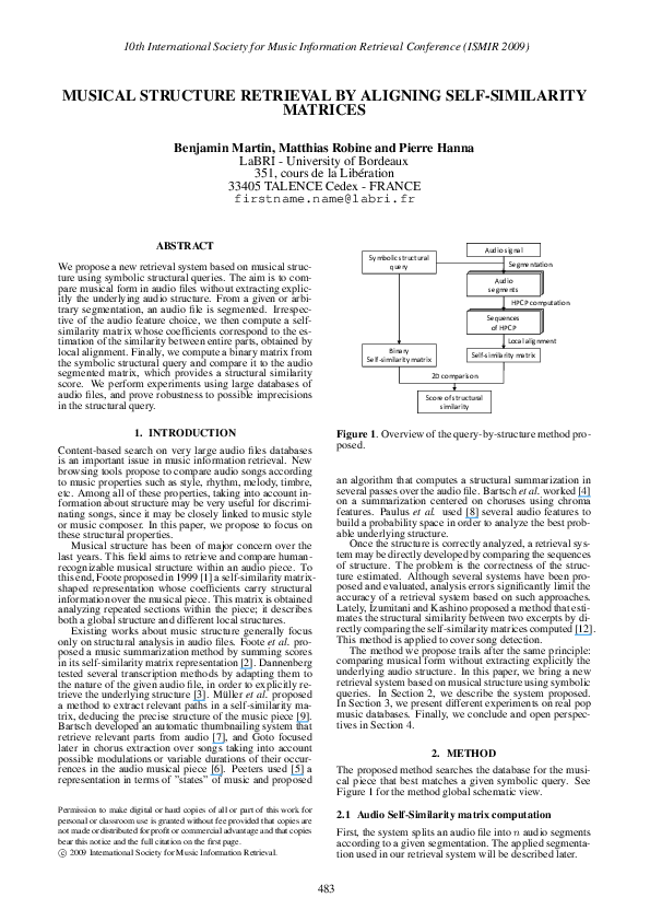 Pdf Musical Structure Retrieval By Aligning Self Similarity Matrices