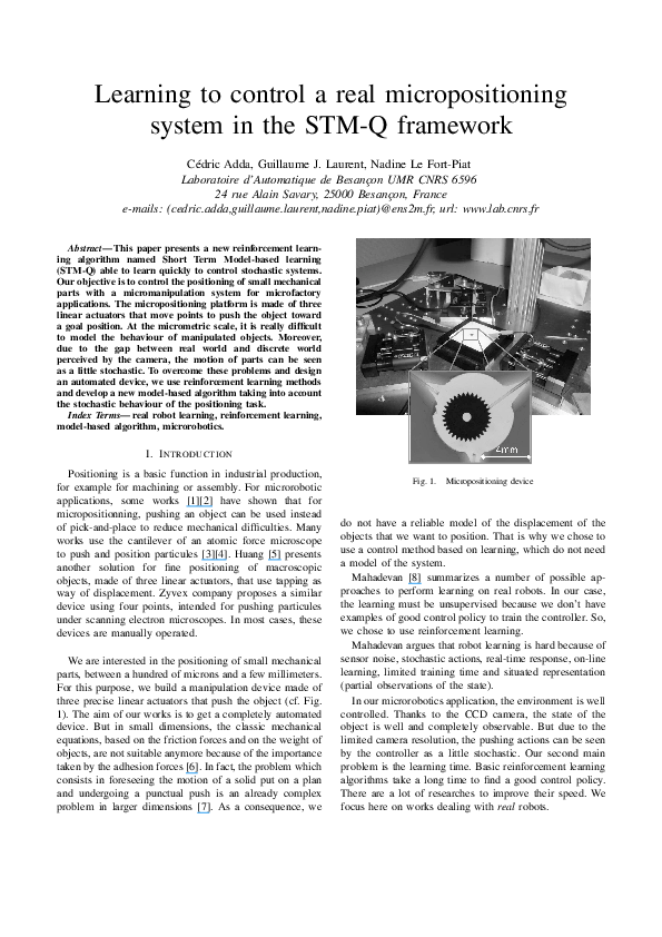 (PDF) Learning to control a real micropositioning system in the STM-Q framework