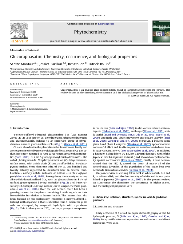(PDF) Glucoraphasatin: Chemistry, occurrence, and biological properties