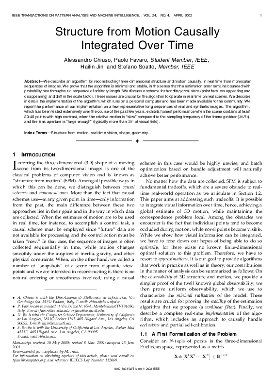 (PDF) Structure from motion causally integrated over time