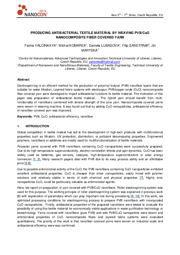 (PDF) Producing Antibacterial Textile Material by Weaving PVB/CuO ...