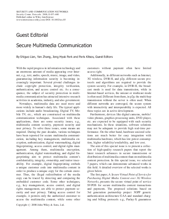 Pdf Secure Multimedia Communication
