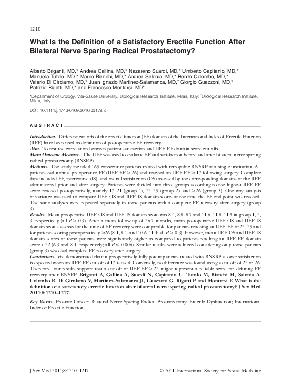(PDF) What Is the Definition of a Satisfactory Erectile Function After ...