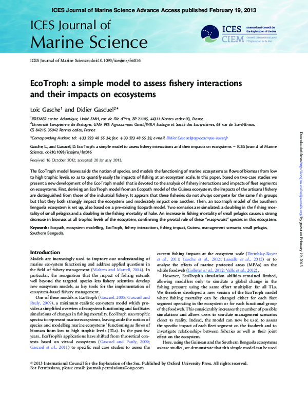 (PDF) EcoTroph: a trophic-level based ecosystem model to assess fishing ...