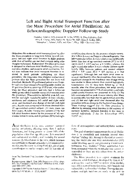 (PDF) Left and right atrial transport function after the maze procedure ...