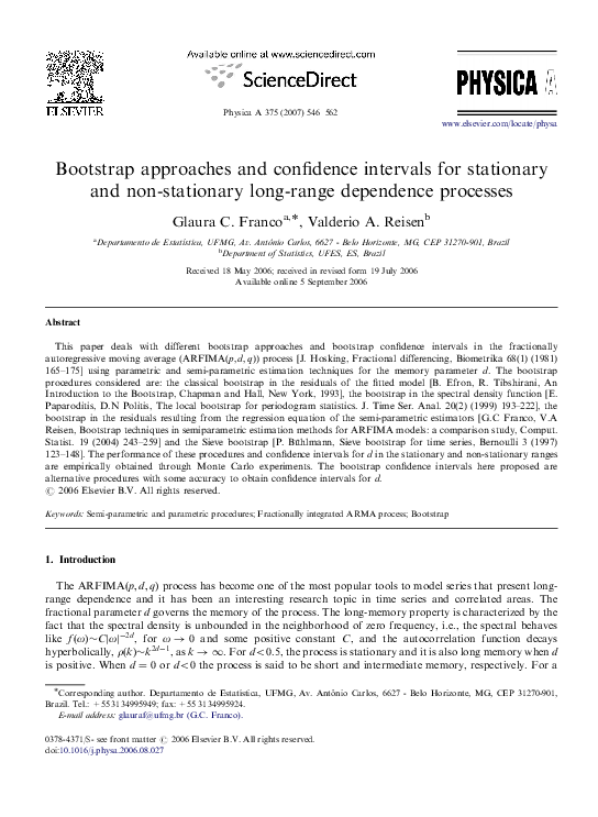 (PDF) Bootstrap approaches and confidence intervals for stationary and non-stationary long-range ...