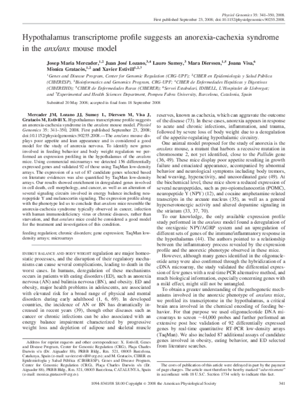 (PDF) Hypothalamus transcriptome profile suggests an anorexia-cachexia ...