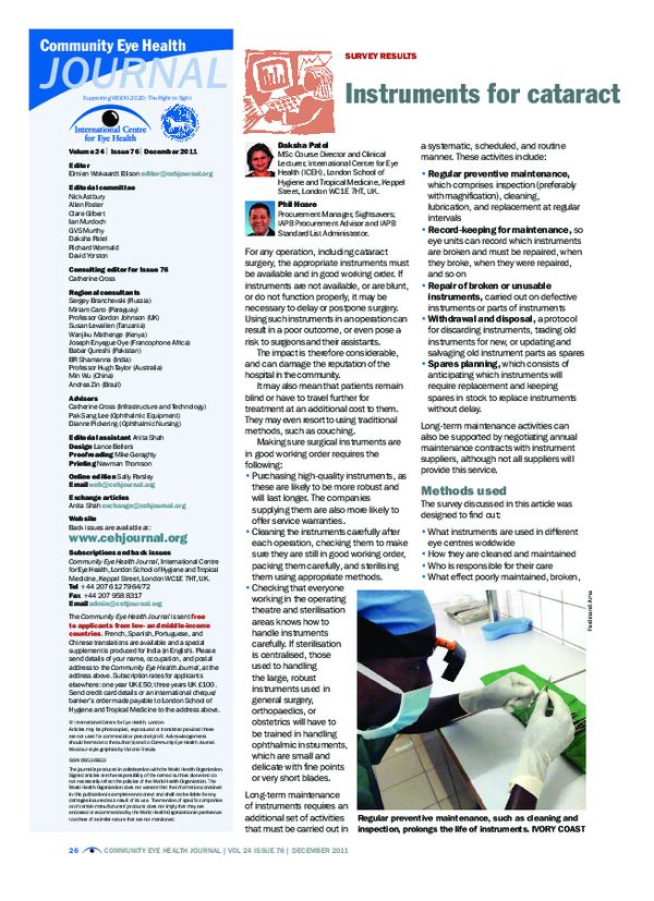 (PDF) Instruments for cataract surgery: results from our survey