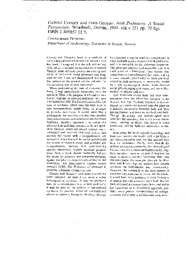 (PDF) Gabriel Cooney and Eoin Grogan: Irish Prehistory. A Social ...