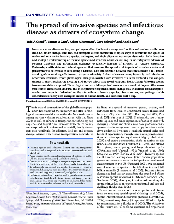 (PDF) The spread of invasive species and infectious disease as drivers ...