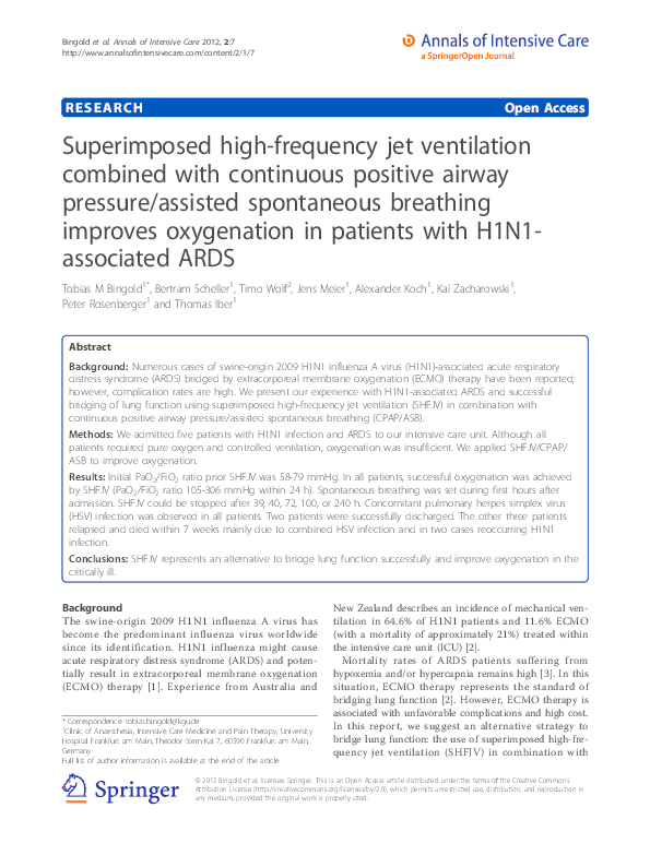 (PDF) Superimposed high-frequency jet ventilation combined with ...