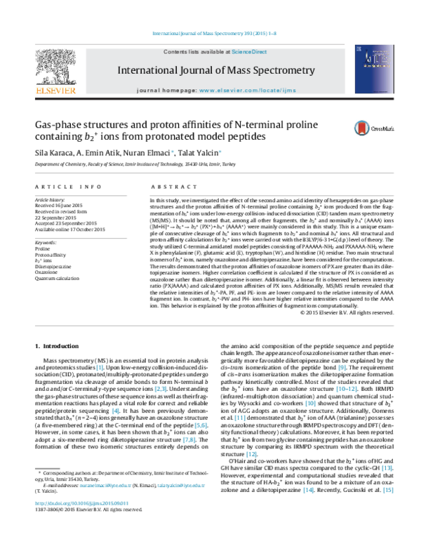 Gas-phase structures and proton affinities of N-terminal proline ...