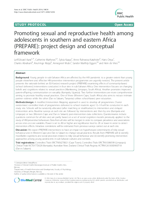 (PDF) Promoting sexual and reproductive health among adolescents in ...
