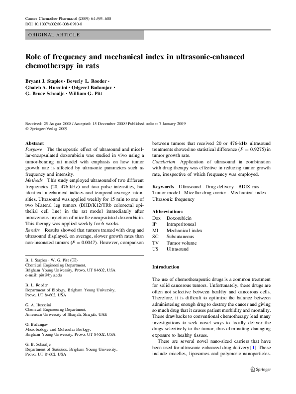 (PDF) Role of frequency and mechanical index in ultrasonic-enhanced ...