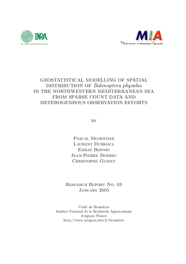(PDF) Geostatistical modelling of spatial distribution of Balaenoptera physalus in the ...