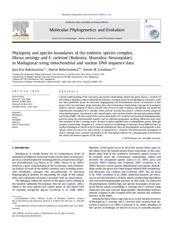(PDF) Phylogeny and species boundaries of the endemic species complex ...