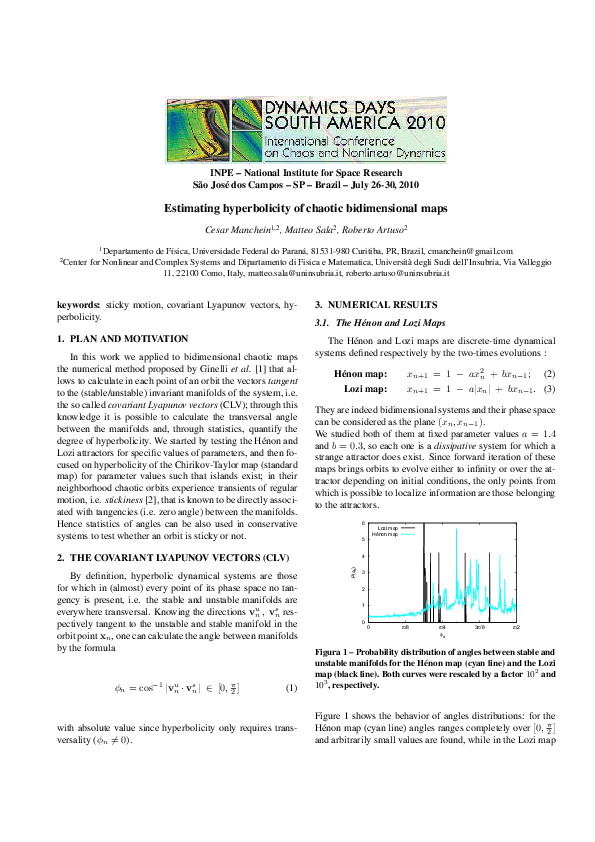 (PDF) Estimating hyperbolicity of chaotic bidimensional maps