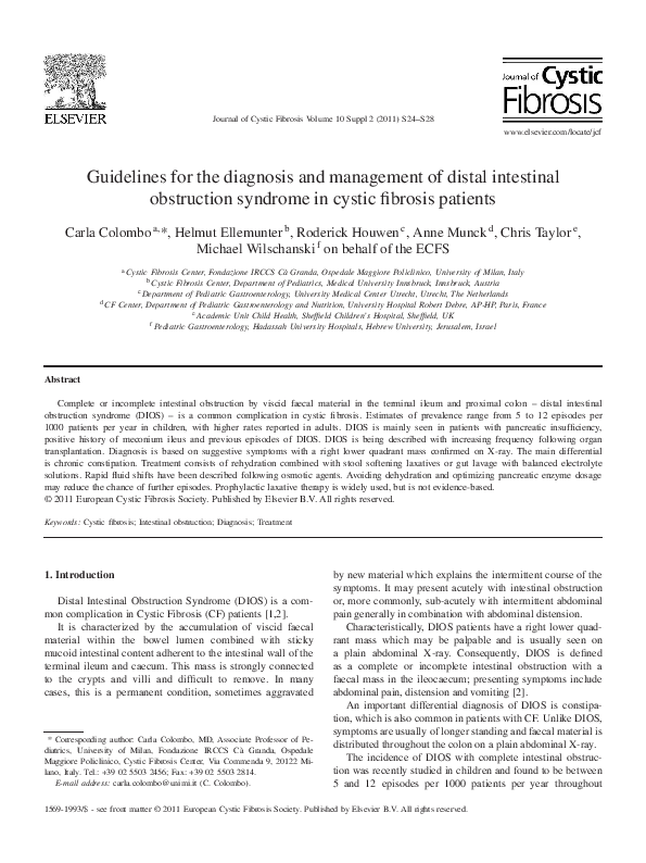 (PDF) Guidelines for the diagnosis and management of distal intestinal ...