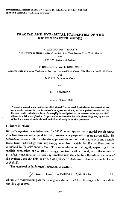 (PDF) FRACTAL AND DYNAMICAL PROPERTIES OF THE KICKED HARPER MODEL