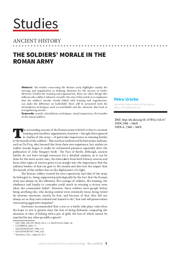 (PDF) THE SOLDIERS’ MORALE IN THE ROMAN ARMY
