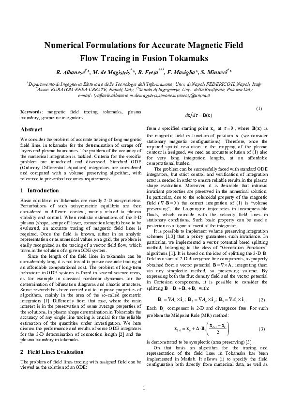 (PDF) Numerical Formulations for Accurate Magnetic Field Flow Tracing ...