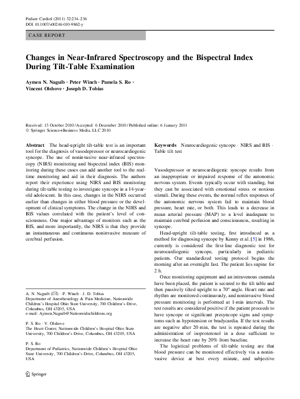 (PDF) Changes in Near-Infrared Spectroscopy and the Bispectral Index ...