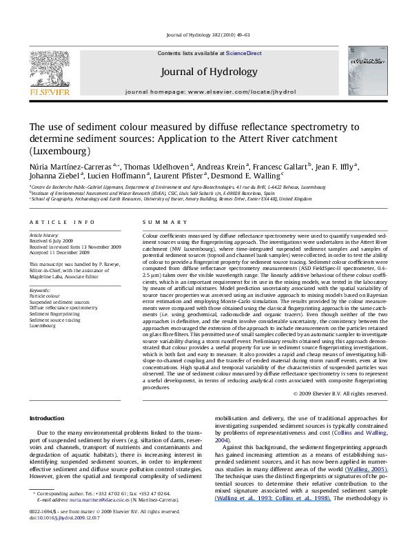 (PDF) The use of sediment colour measured by diffuse reflectance spectrometry to determine ...
