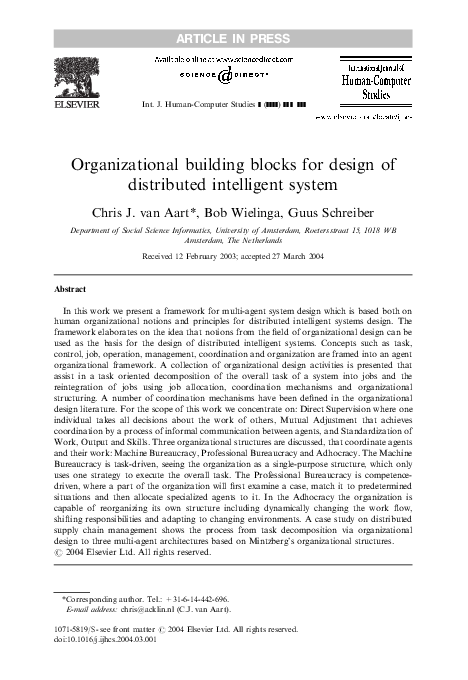 (PDF) Organizational building blocks for design of distributed ...