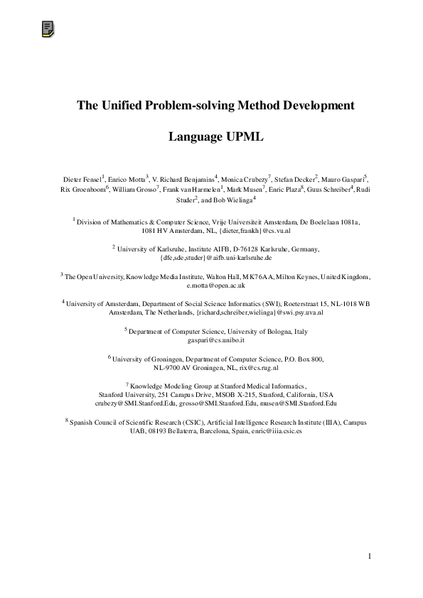 (PDF) The Unified Problem-solving Method description Language UPML