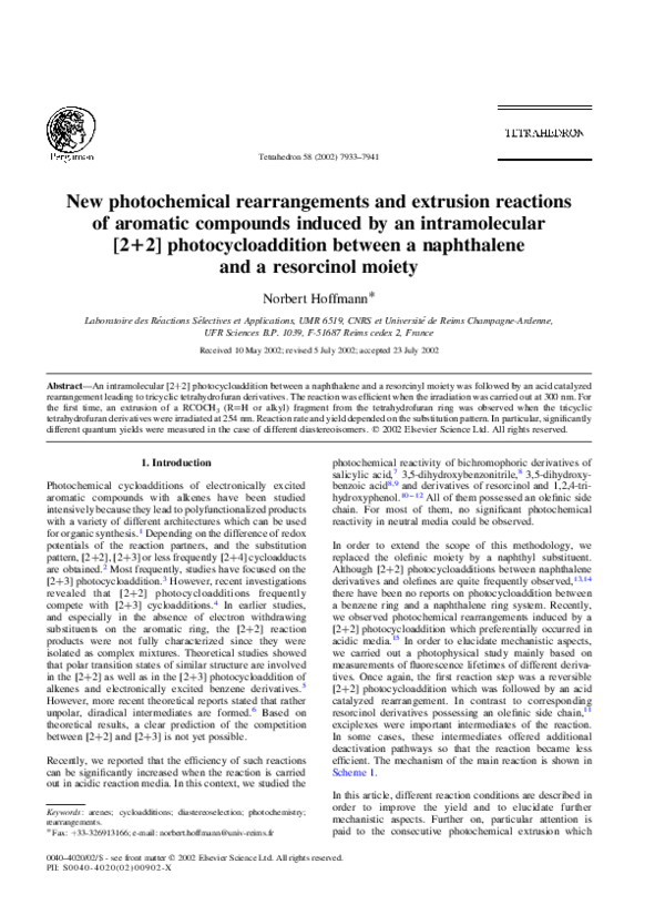 (PDF) New photochemical rearrangements and extrusion reactions of ...