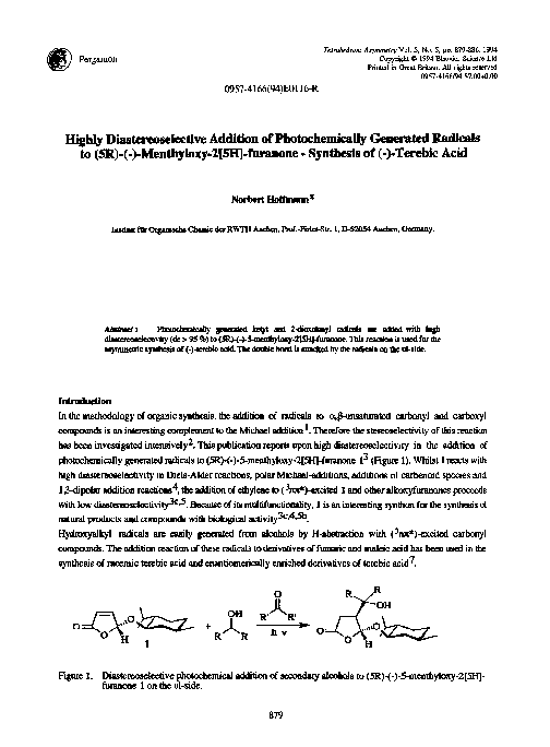 (PDF) Highly diastereoselective addition of photochemically generated ...