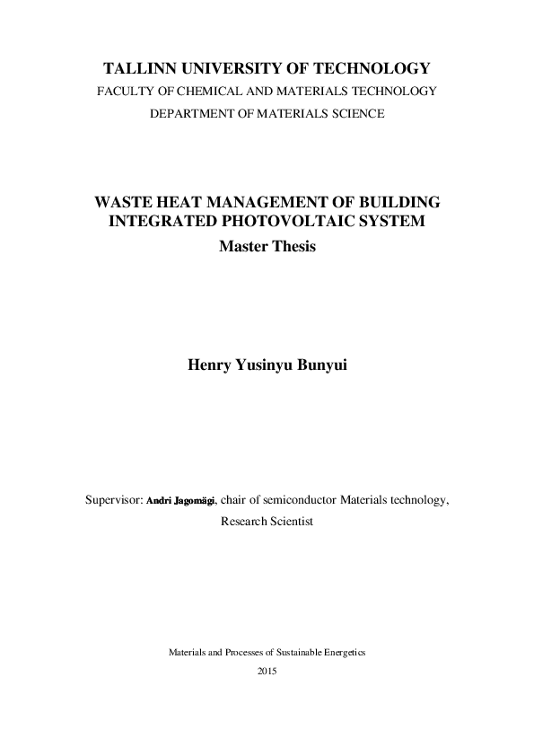 (PDF) WASTE HEAT MANAGEMENT OF BUILDING INTEGRATED PHOTOVOLTAIC SYSTEM ...