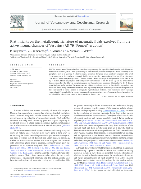 (PDF) First insights on the metallogenic signature of magmatic fluids ...