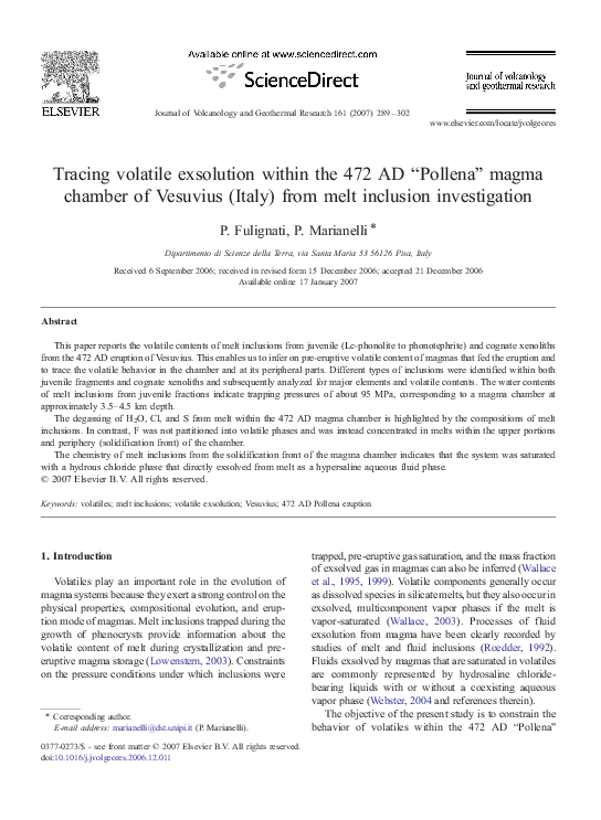 (PDF) Tracing volatile exsolution within the 472 AD “Pollena” magma ...