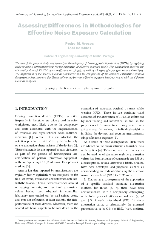 (PDF) Assessing differences in methodologies for effective noise ...