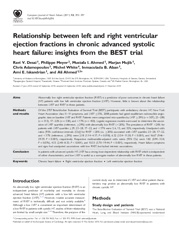 (PDF) Effects of Right Ventricular Ejection Fraction on Outcomes in Chronic Systolic Heart ...
