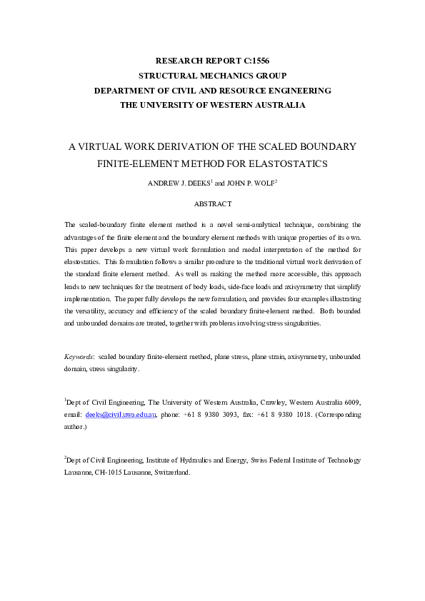 (PDF) A virtual work derivation of the scaled boundary finite-element method for elastostatics