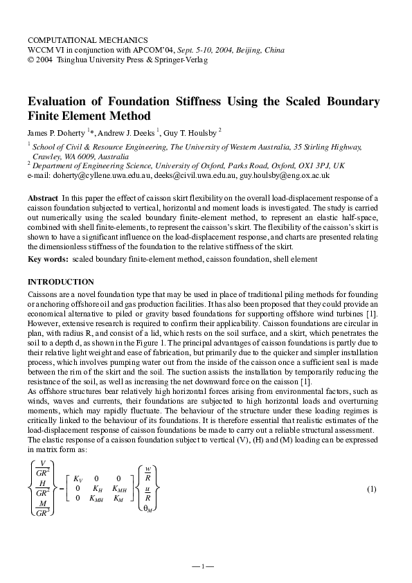 (PDF) Evaluation of Foundation Stiffness Using the Scaled Boundary ...