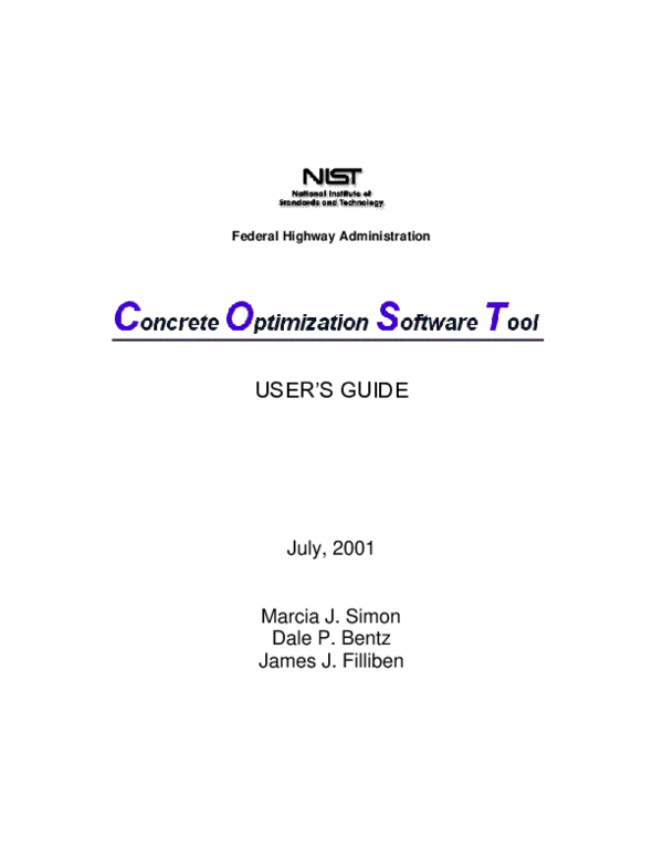 (PDF) Concrete Optimization Software Tool–User’s Guide