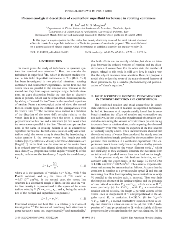 (PDF) Phenomenological description of counterflow superfluid turbulence ...