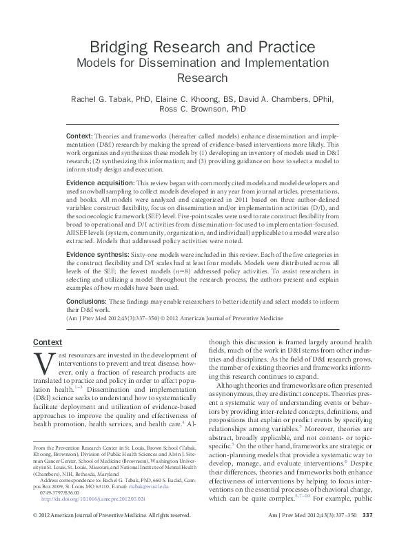 (PDF) Bridging Research and Practice